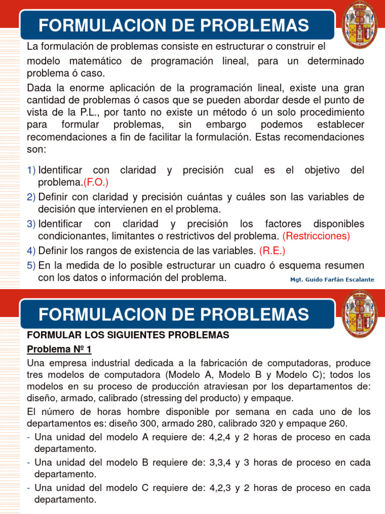 Formulacion Problemas. 1 | PDF