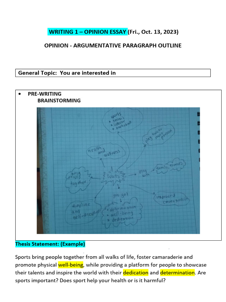 Argumentative Paragraph Outline | PDF