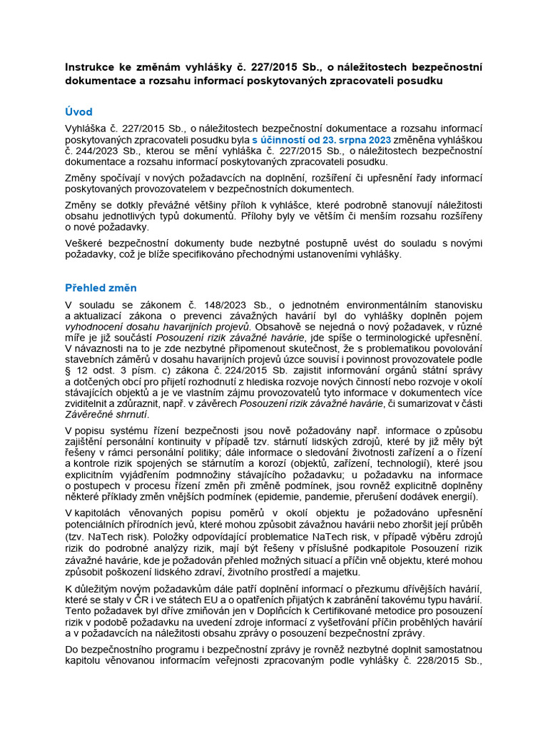 OERS-Instrukce - Zmeny Vyhlasky - 227-20231113 | PDF