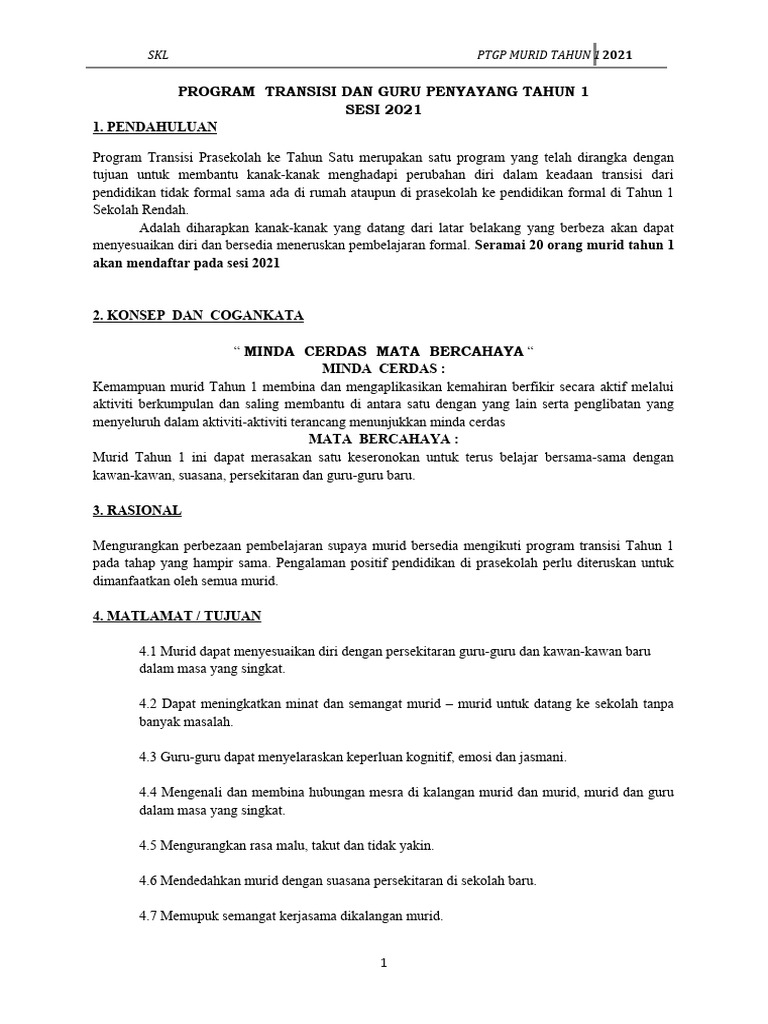 Kertas Kerja Transisi THN 1 2021 | PDF