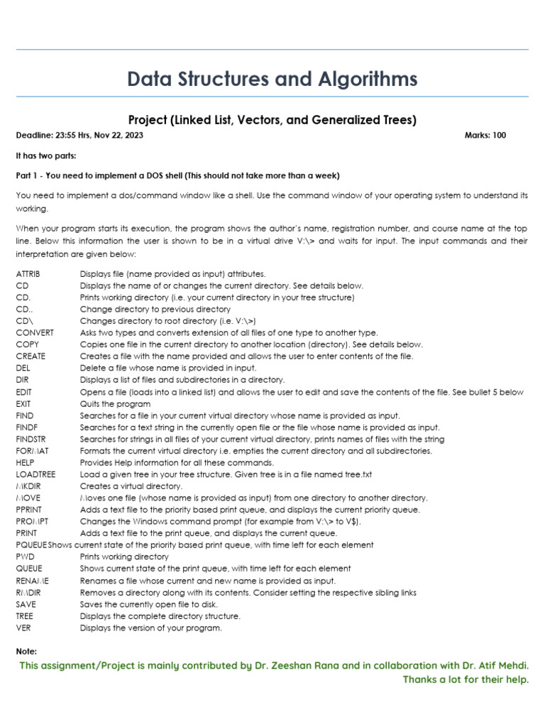 DSA - Project - Dos-Shell and Text Editor | PDF