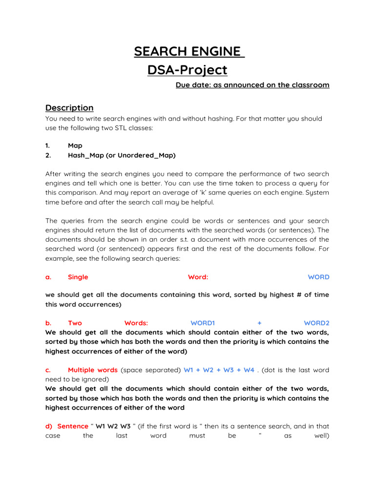 Search Engine (DSA 2023) | PDF