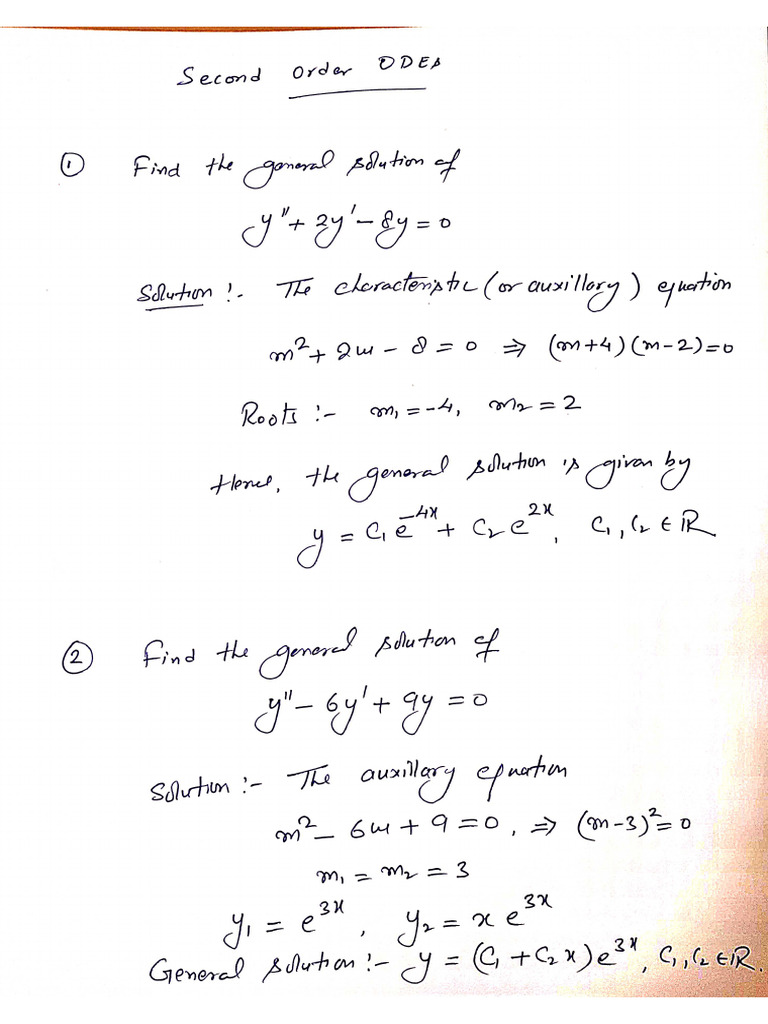 Solved Problems On Second Order Odes Pdf
