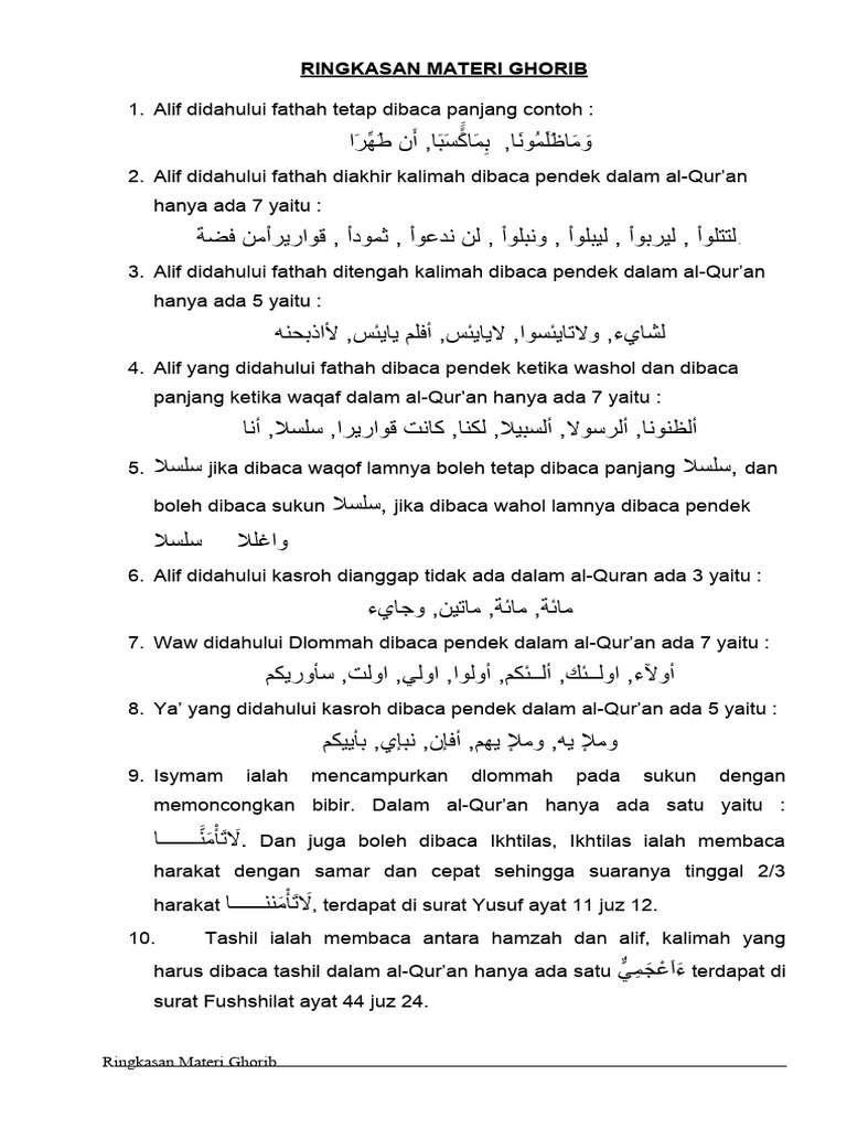 Ringkasan Materi Ghorib | PDF