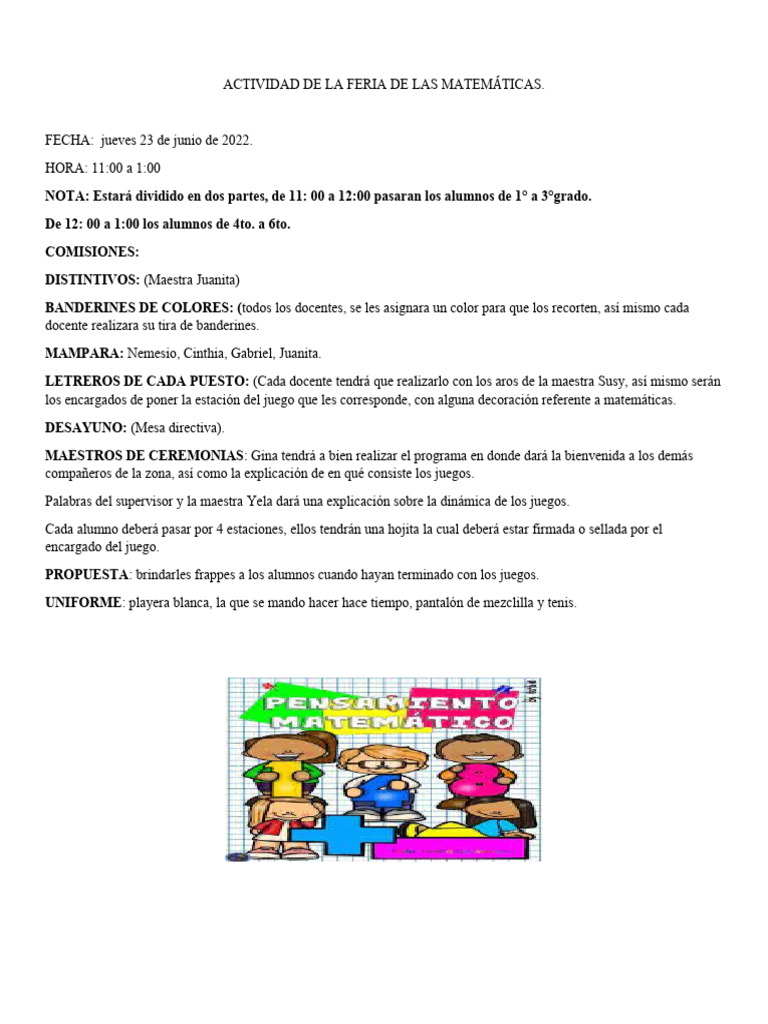 Actividad de La Feria de Las Matemáticas | PDF