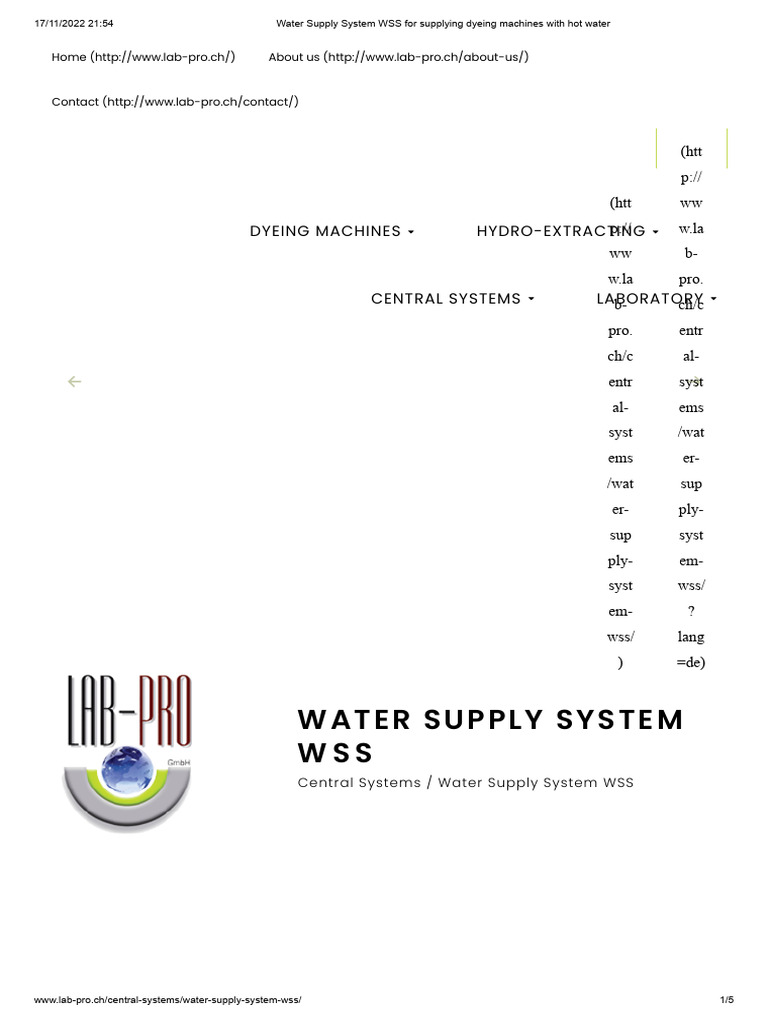 Water Supply System WSS For Supplying Dyeing Machines With Hot Water | PDF