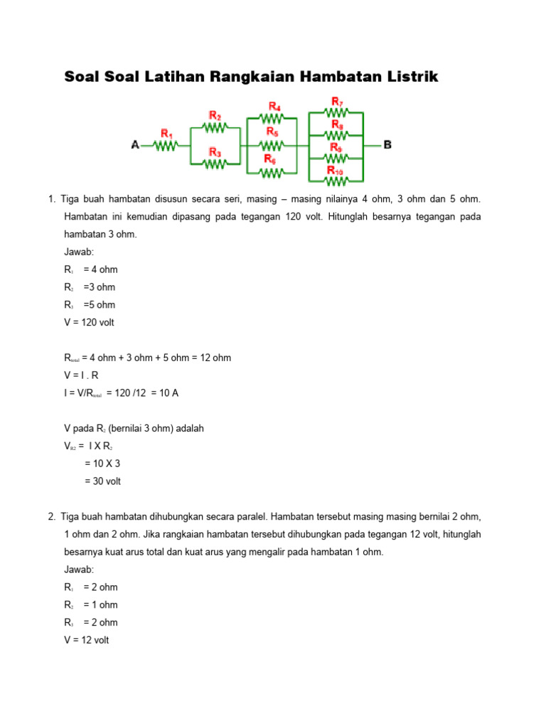 Guru - Soal Soal Latihan Tentang Rangkaian Hambatan Listrik | PDF | Sains & Matematika