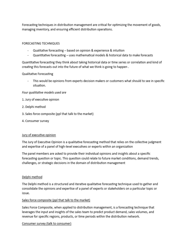 Forecasting Techniques | PDF