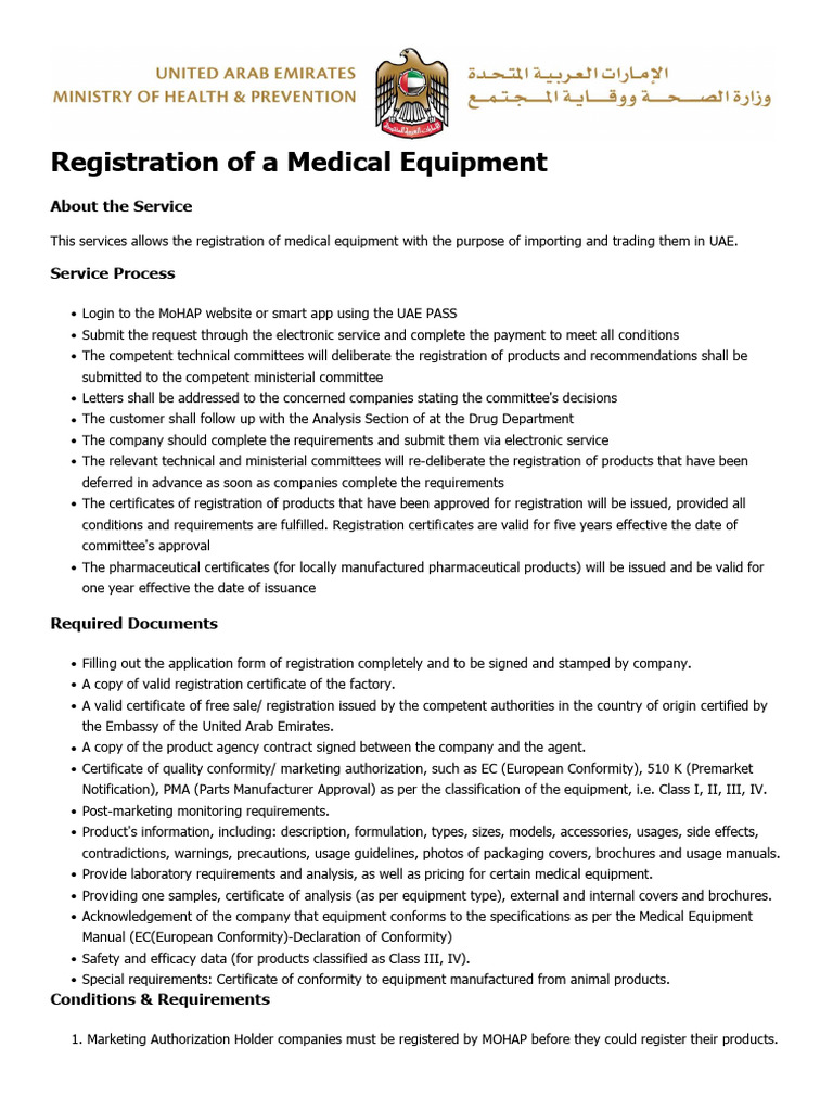 Registration of A Medical Equipment | PDF