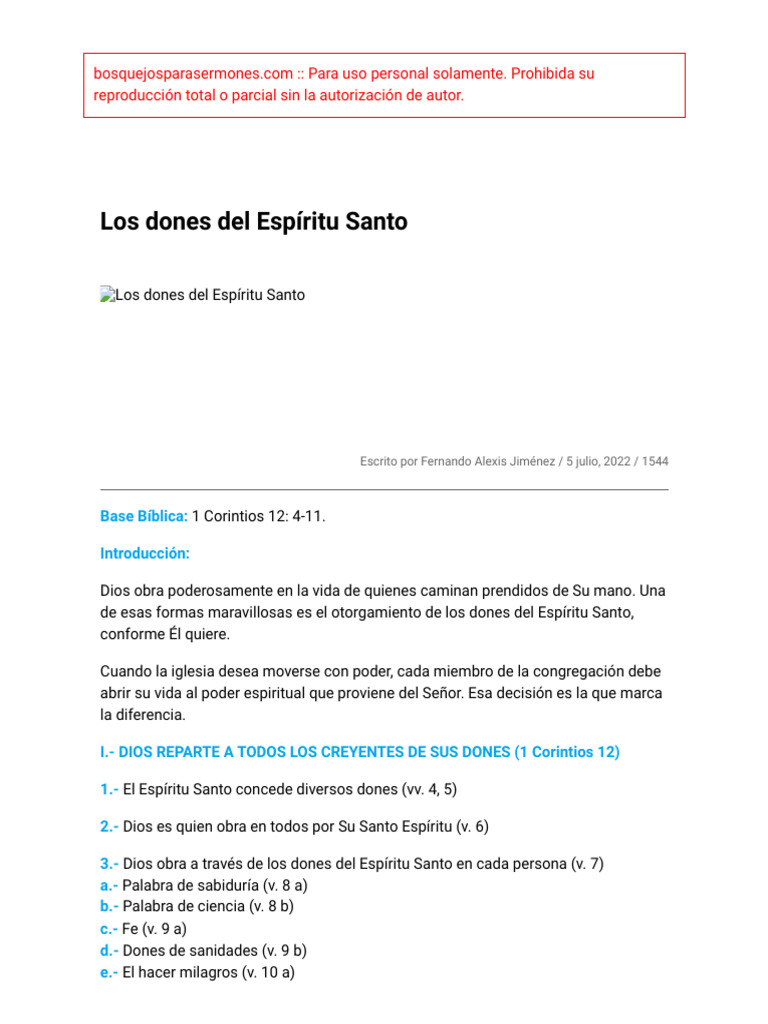 Los Dones Del Espíritu Santo | PDF