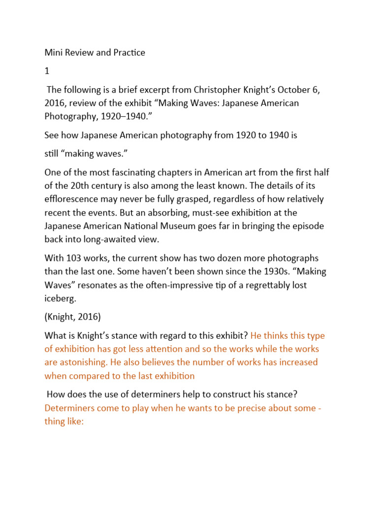 Mini Review and Practice 101 | PDF