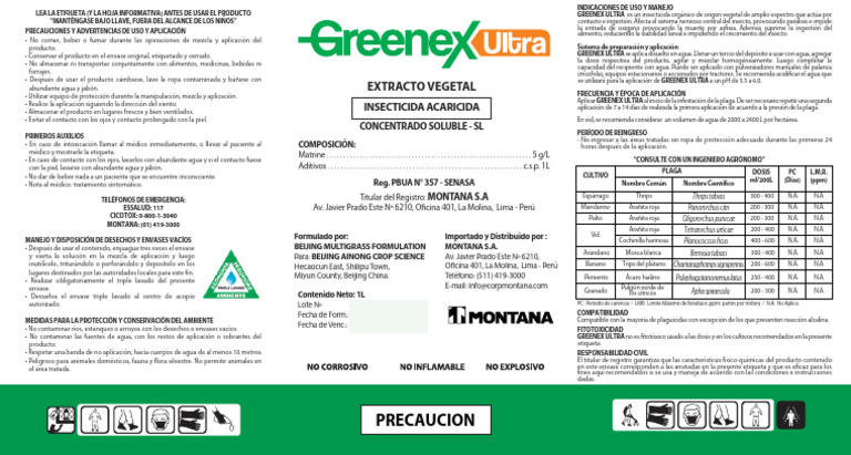 Etiqueta Greenex Ultra | PDF