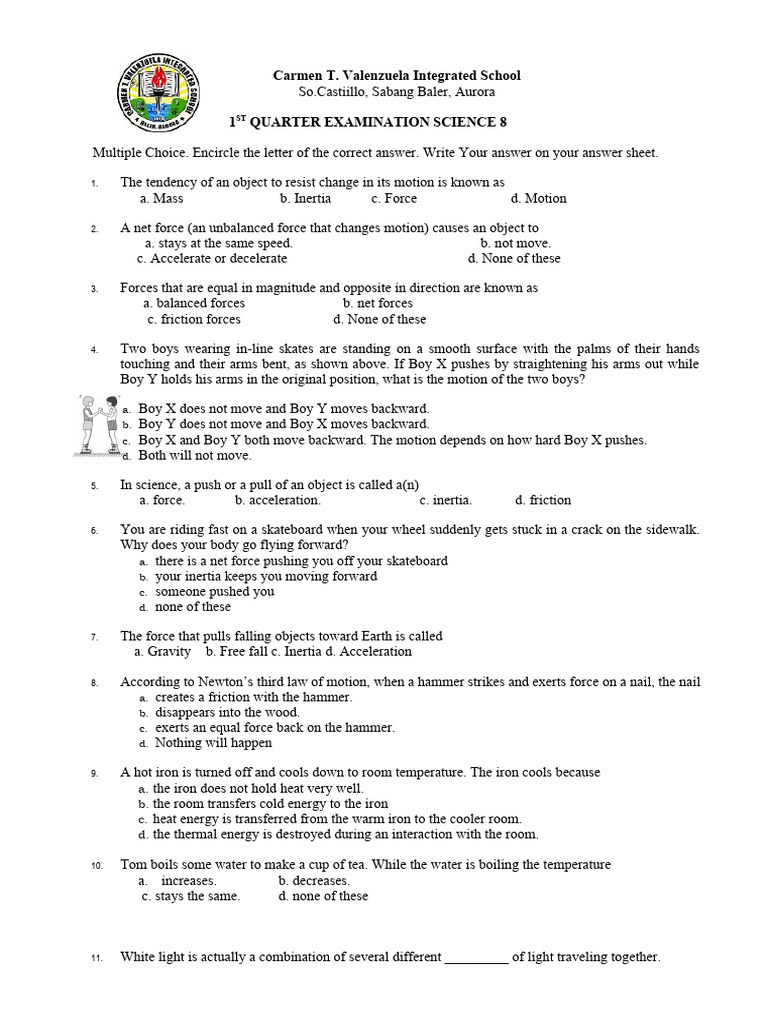 Science 8-Q1 Exam | PDF