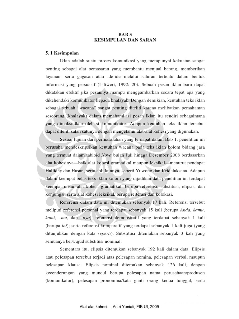 Bab 5 Kesimpulan Dan Saran: Kami, - Mu, Dan - Nya) Referensi ...