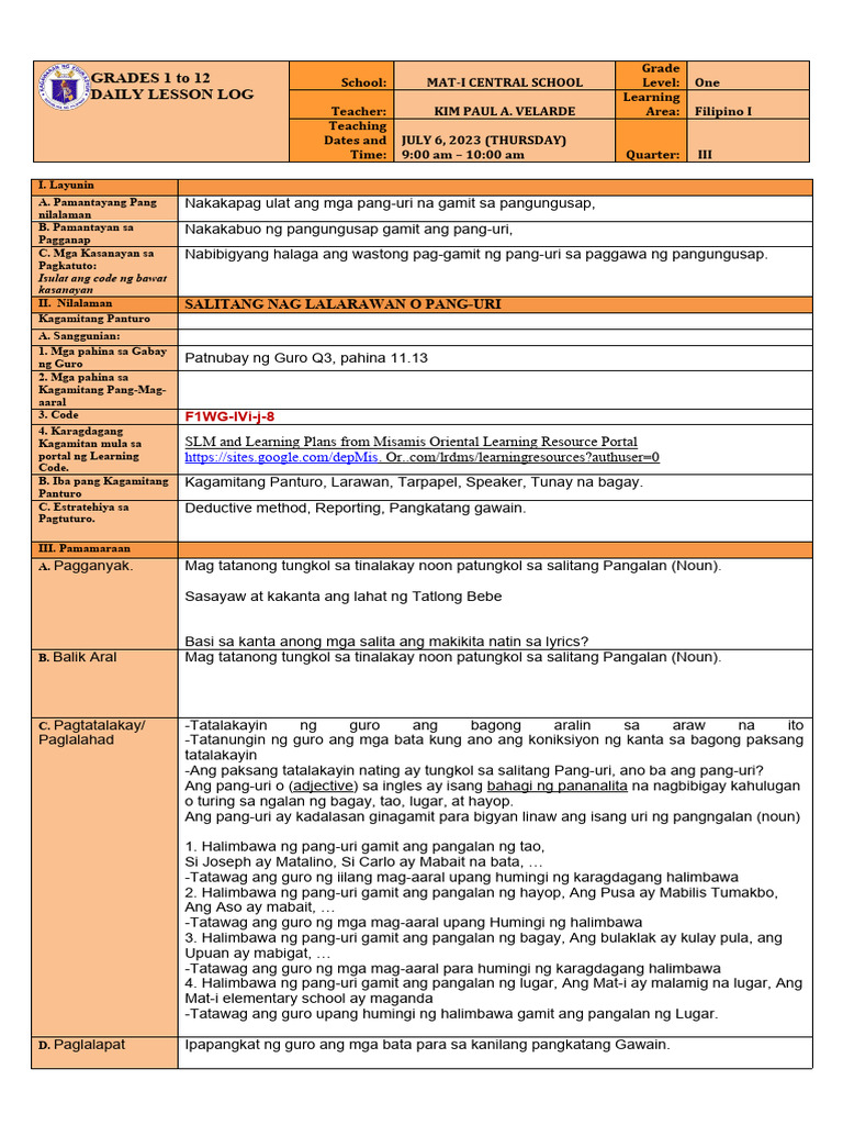 salitang-kilos-cot-fil-q4-we6 | PDF