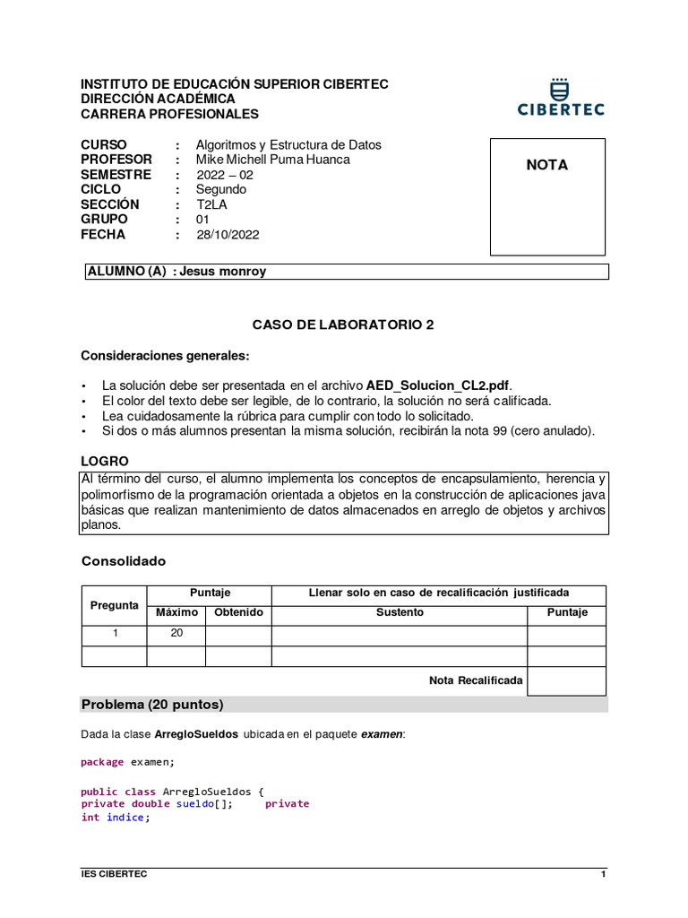 1814 Algoritmos Y Estructura De Datos Seccion 01 Cl2 Jesus Monroy Pdf