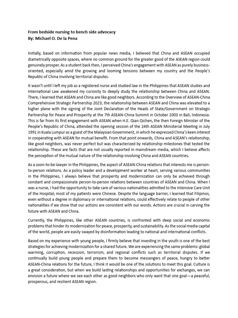 Essay - China ASEAN Relationship | PDF | Philippines | China