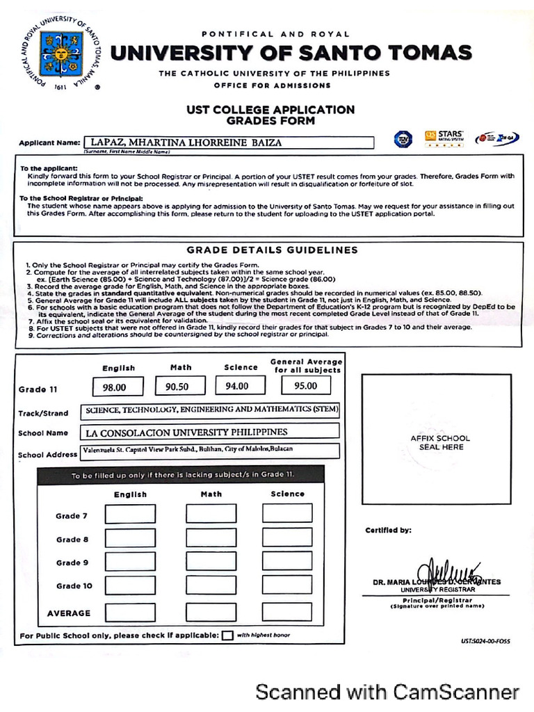 Grades Form | PDF