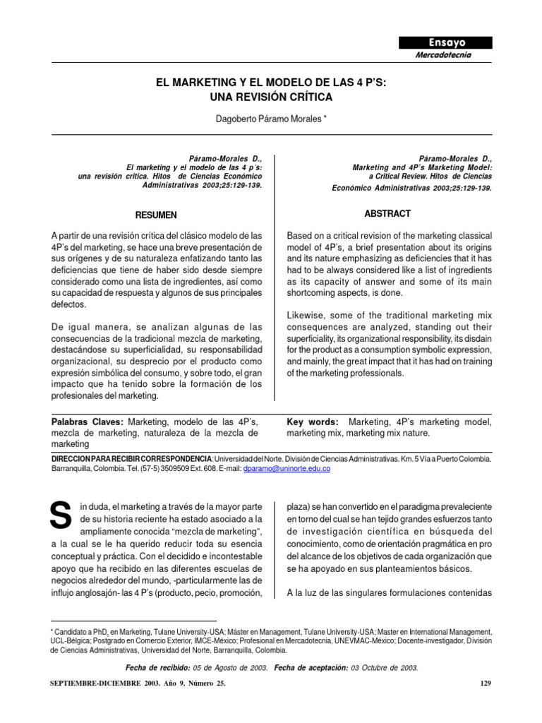 El Marketing y El Modelo de Las 4 P's | PDF