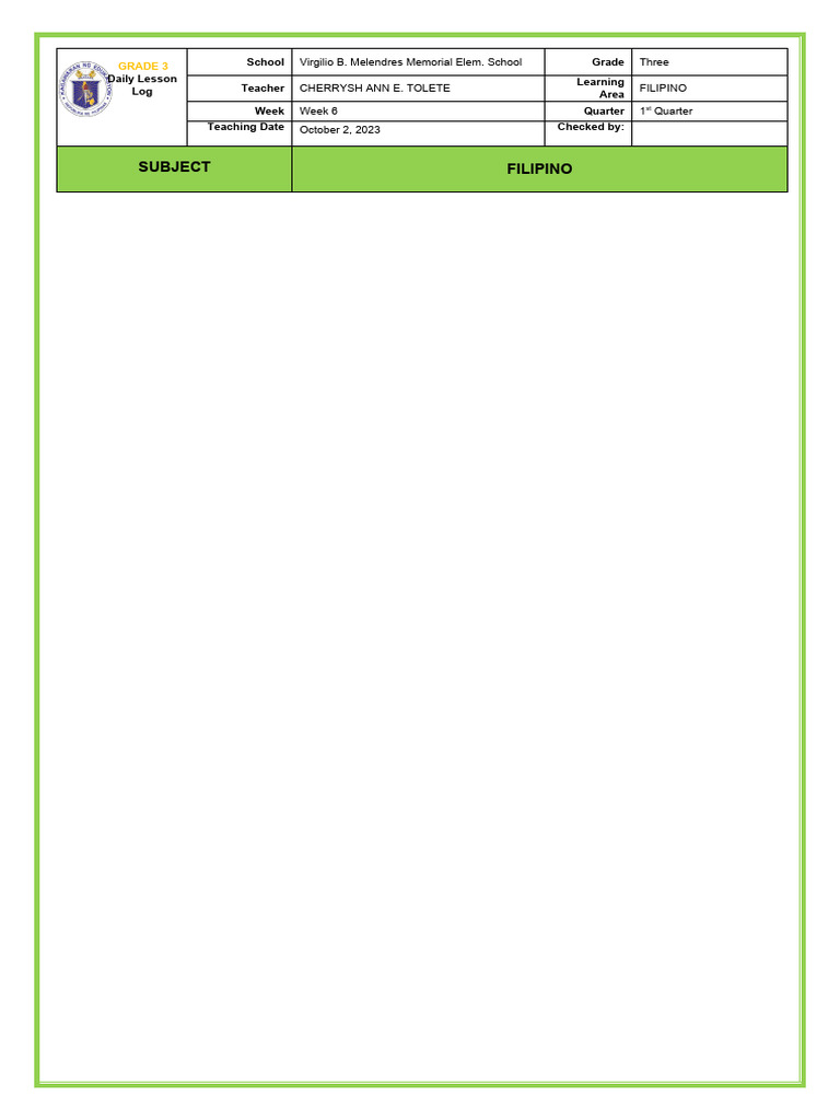 Final DLL Co1 Filipino 1stq | PDF