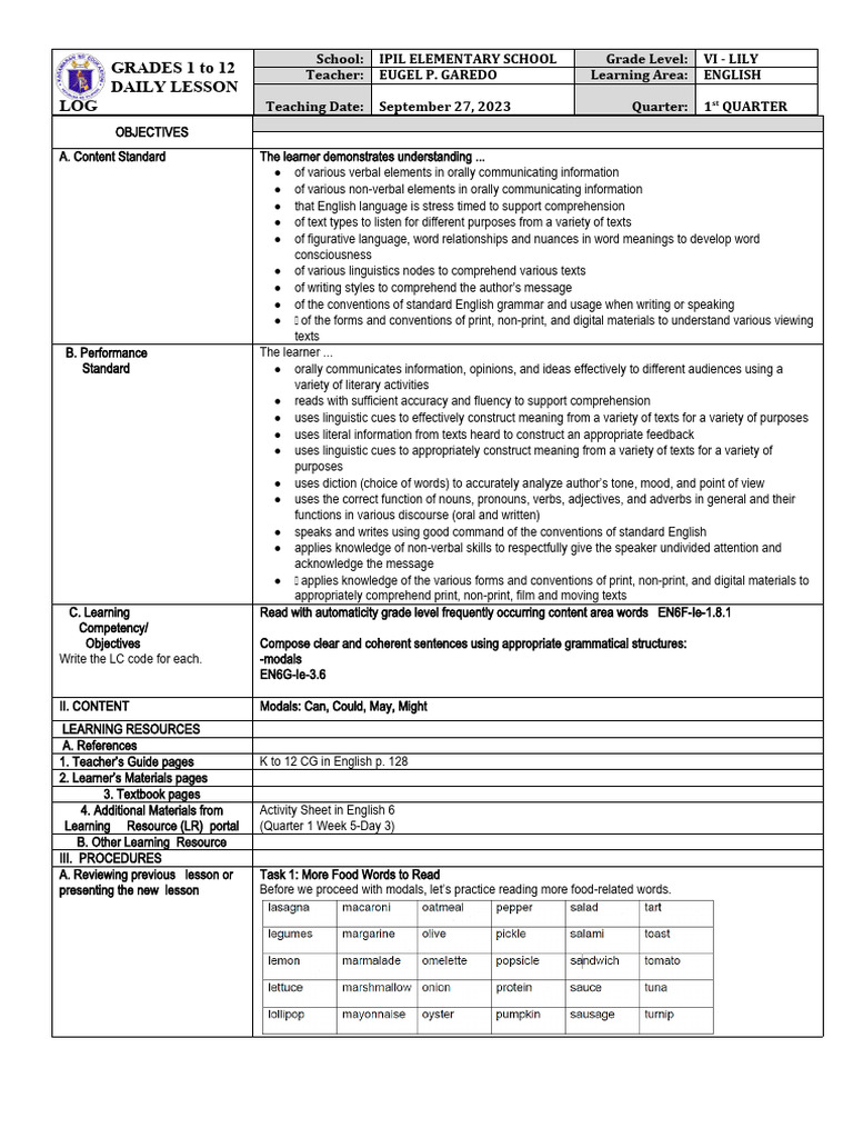 English 6 Q1 - W5 - D3 | PDF