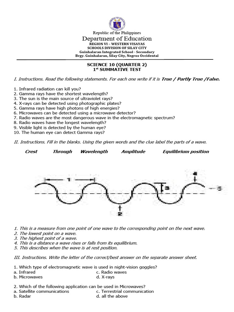 Science 10 - Quarter 2 - 1st Summative | PDF