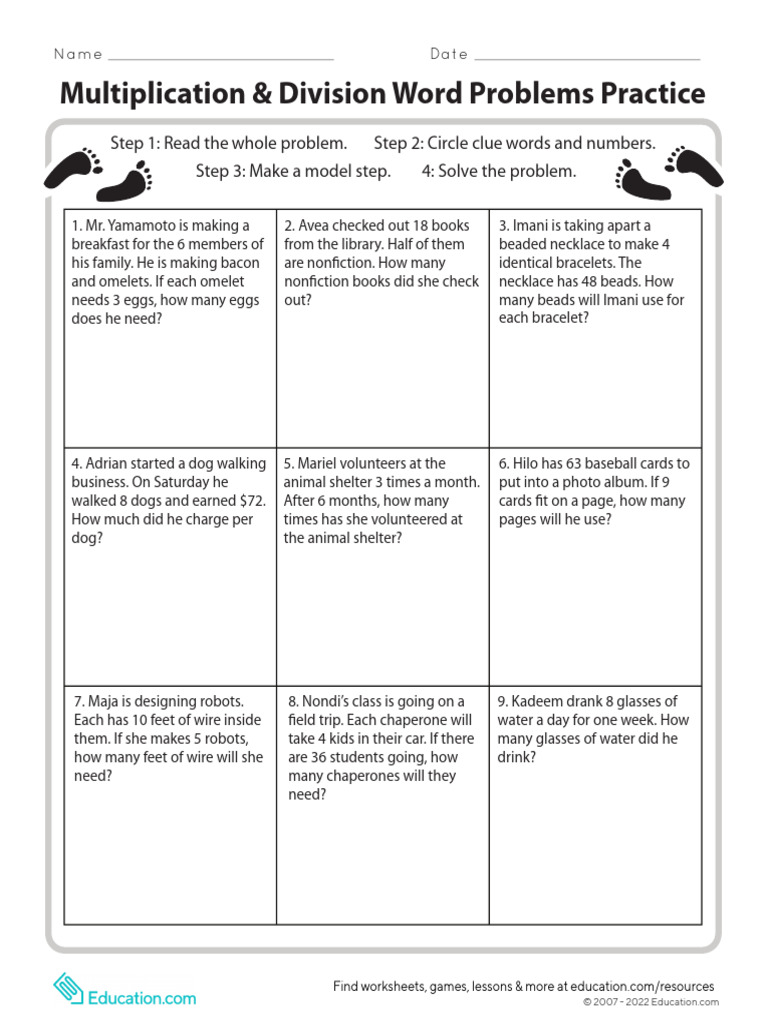 Multiplication & Division Word Problems | PDF