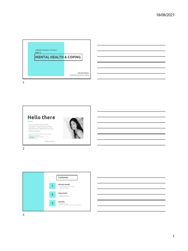 Unit 4 - Mental Health and Coping | PDF