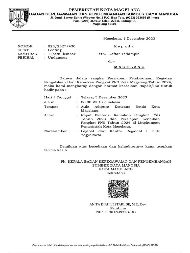 Surat Undangan Rakor KP | PDF