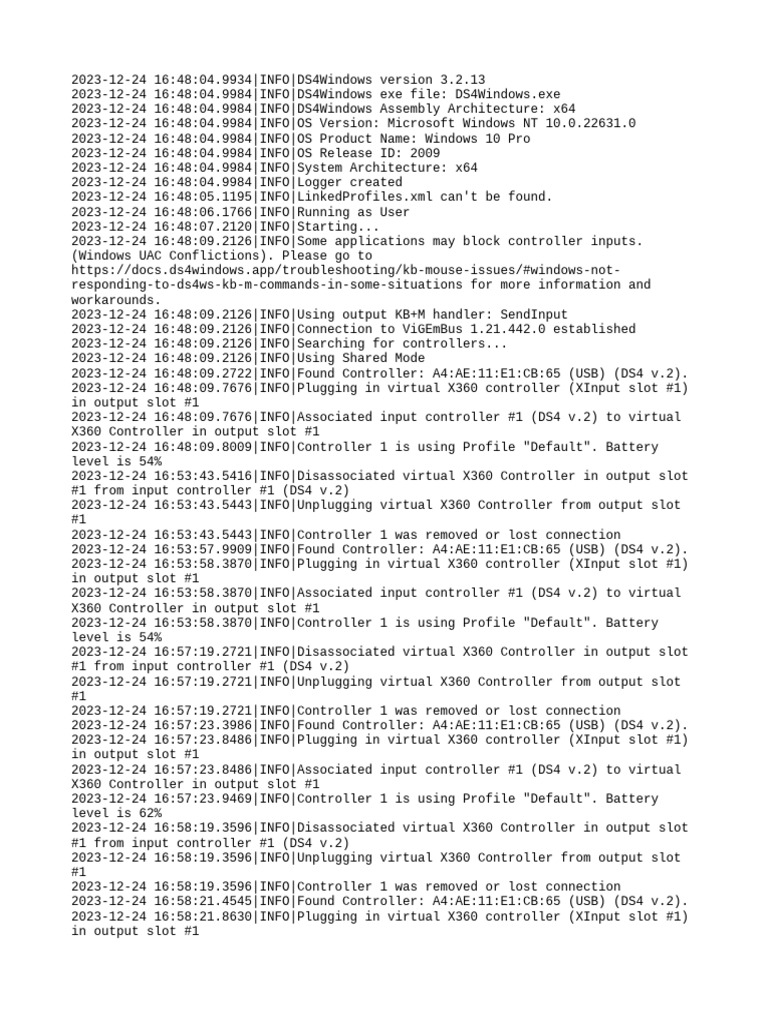 Ds4windows Log | PDF