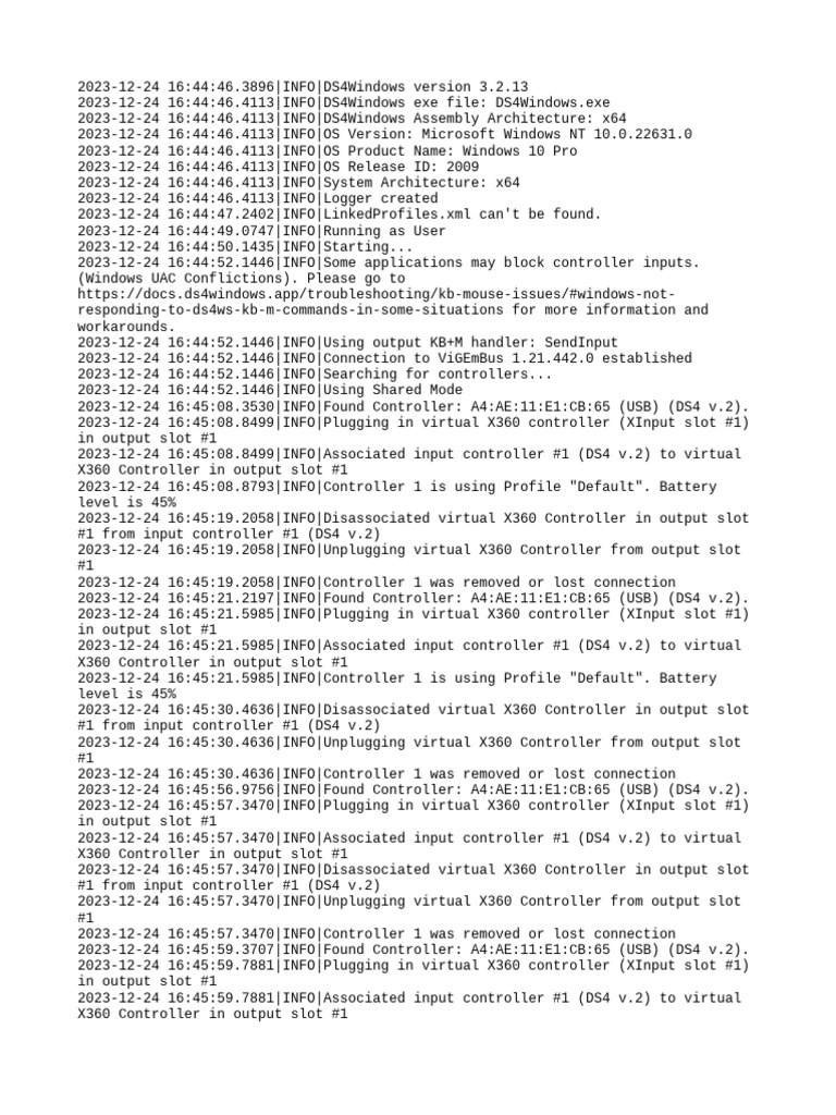 DS4Windows 3.2.13 Controller Log | PDF