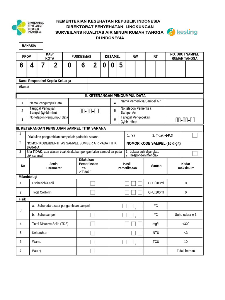 Form Surveilans Hasil Pemeriksaan | PDF