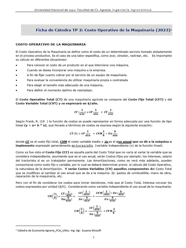 TP 1A-Guía Teórica Costo Maquinaria 2023def | PDF