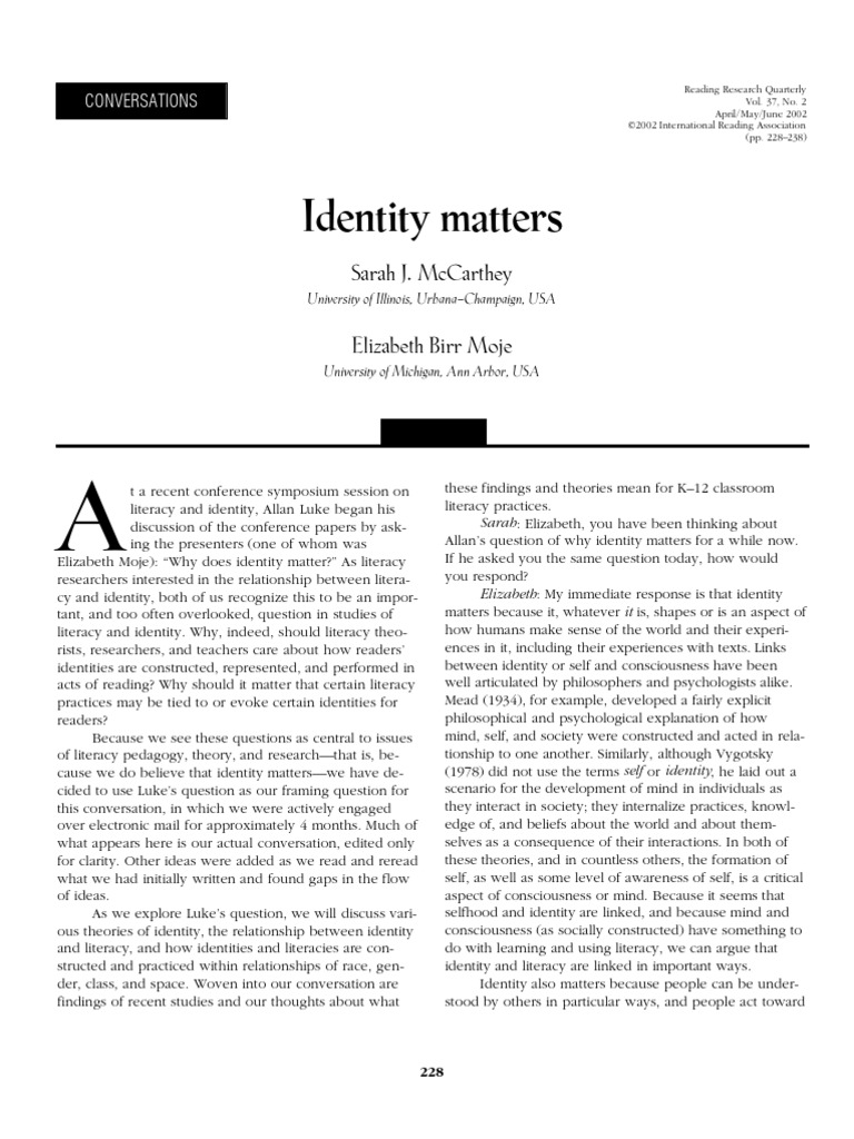 Moje - Identity Matters | PDF | Social Science