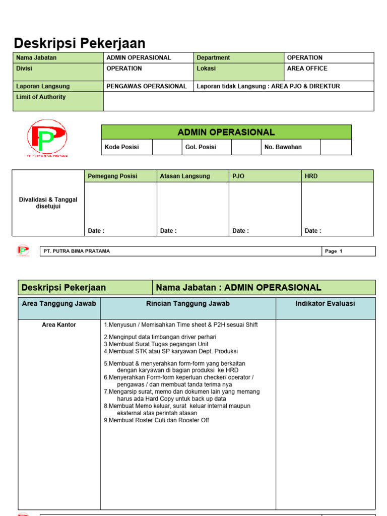 JD. Admin Operasional | PDF | Karier & Perkembangan | Komputer