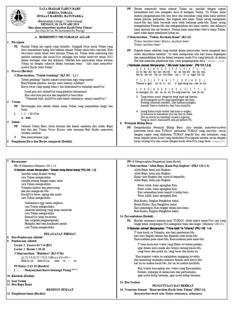 Contoh Liturgi Ibadah Tahun Baru | PDF | Agama & Spiritualitas