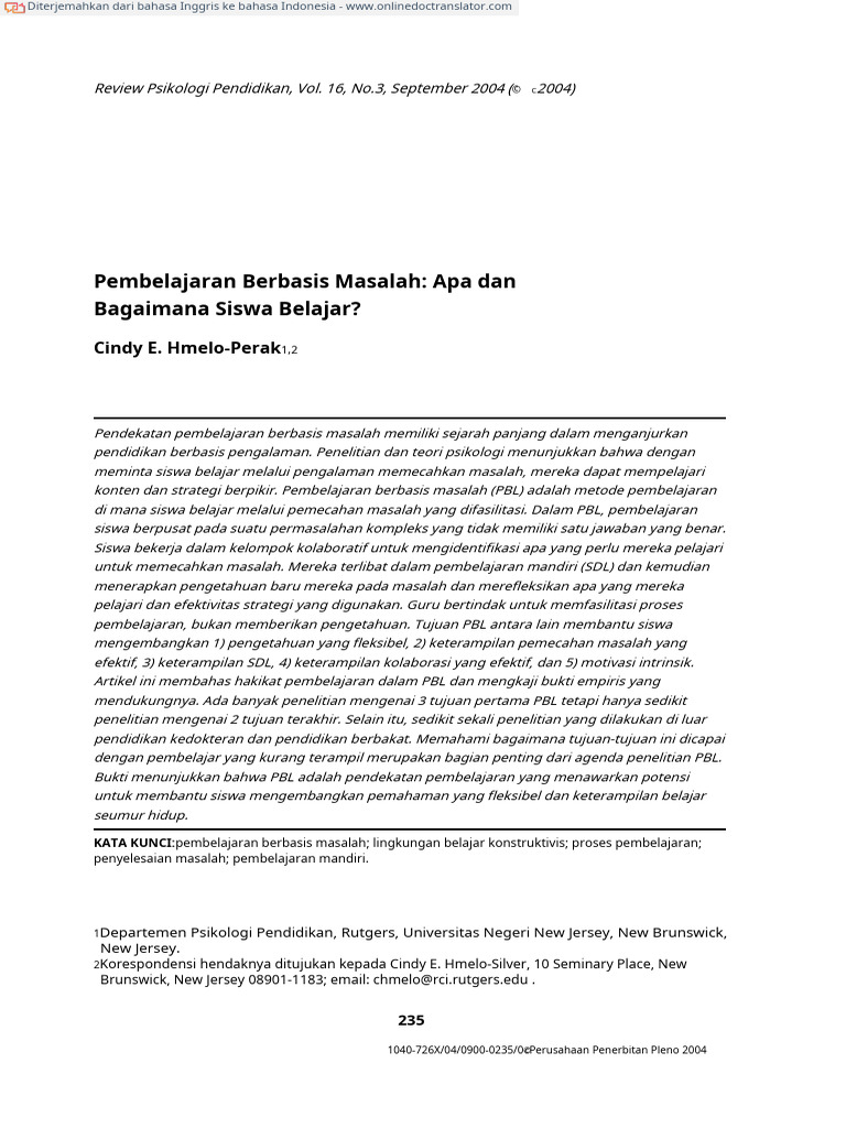 Problem-Based Learning What and How Do Student Learn (2004) .En - Id ...