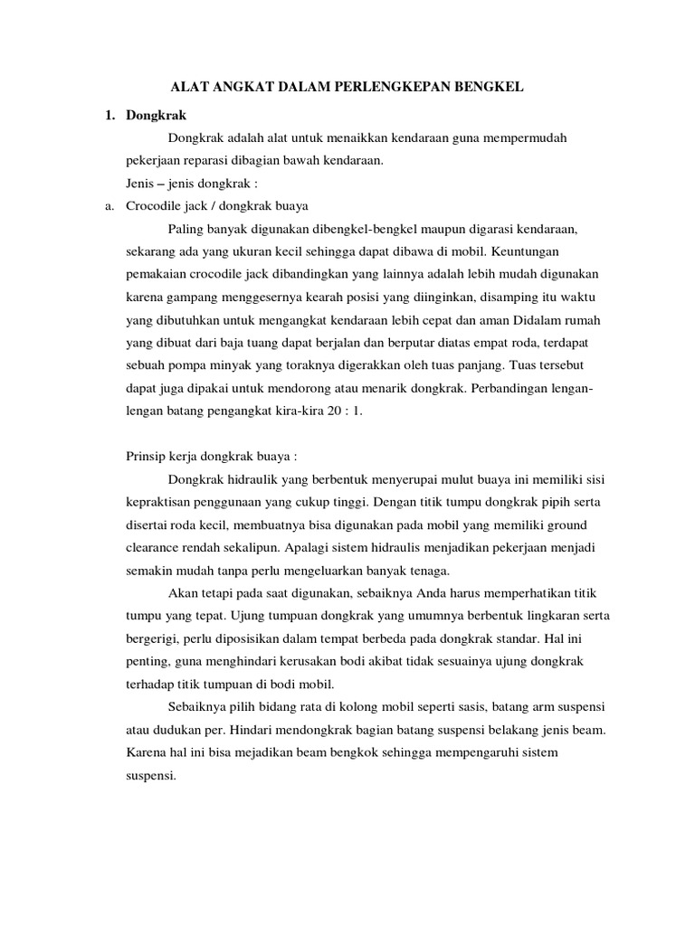 Peralatan Angkat Mobil | PDF | Teknologi & Rekayasa