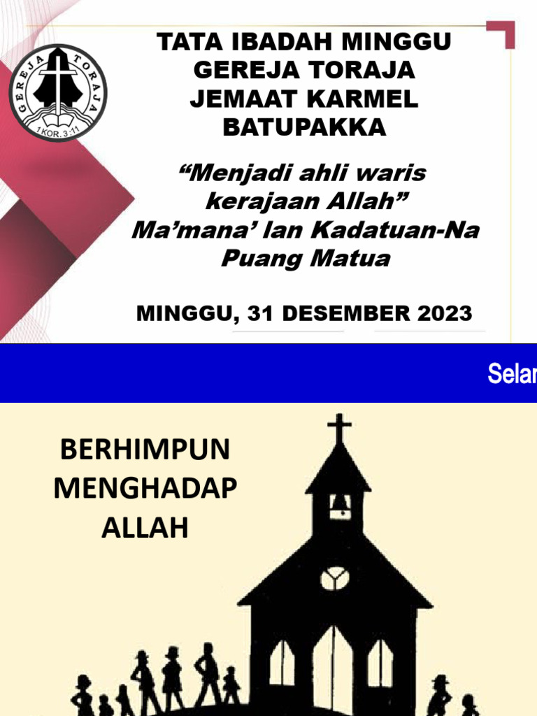 Liturgi (I) Hari Minggu 31 Des 2023 | PDF