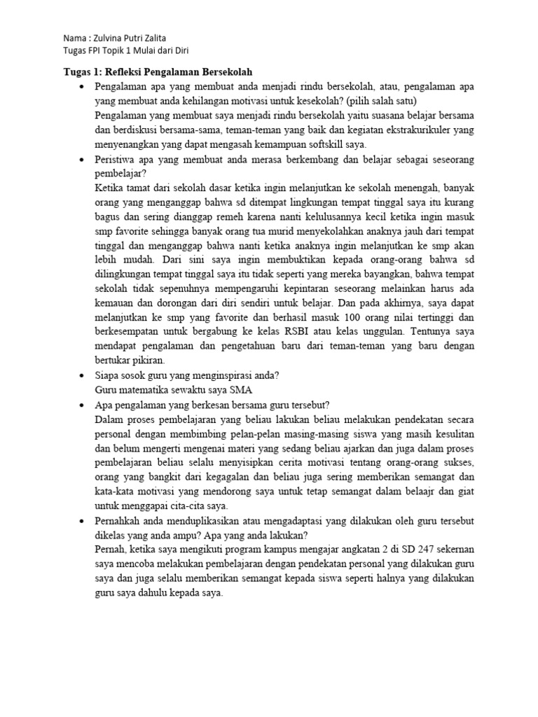 Topik 1 Fpi Mulai Dari Diri | PDF | Karier & Perkembangan