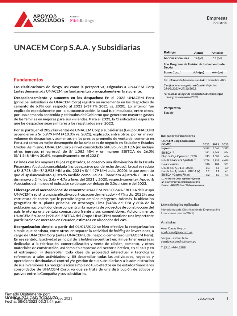UNACEM Corp - Dic-22 | PDF | Tecnología e ingeniería