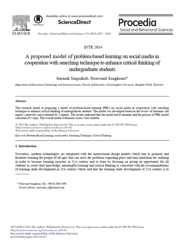 A Proposed Model Og Prolem Based Learning On Social Mediain Cooperation ...
