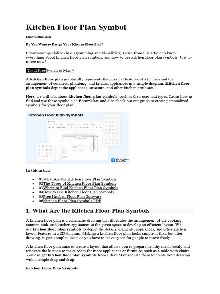 Kitchen Floor Plan Symbol | PDF