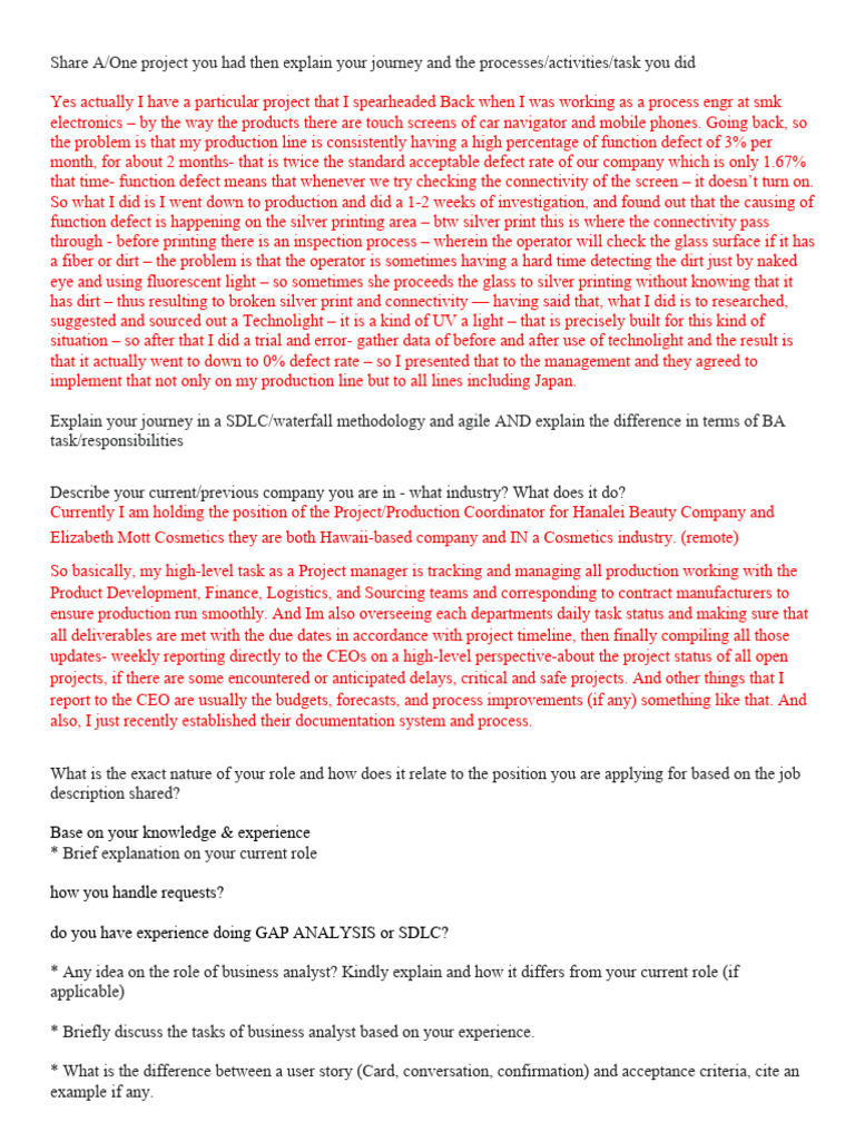 Interview Question For MC | PDF