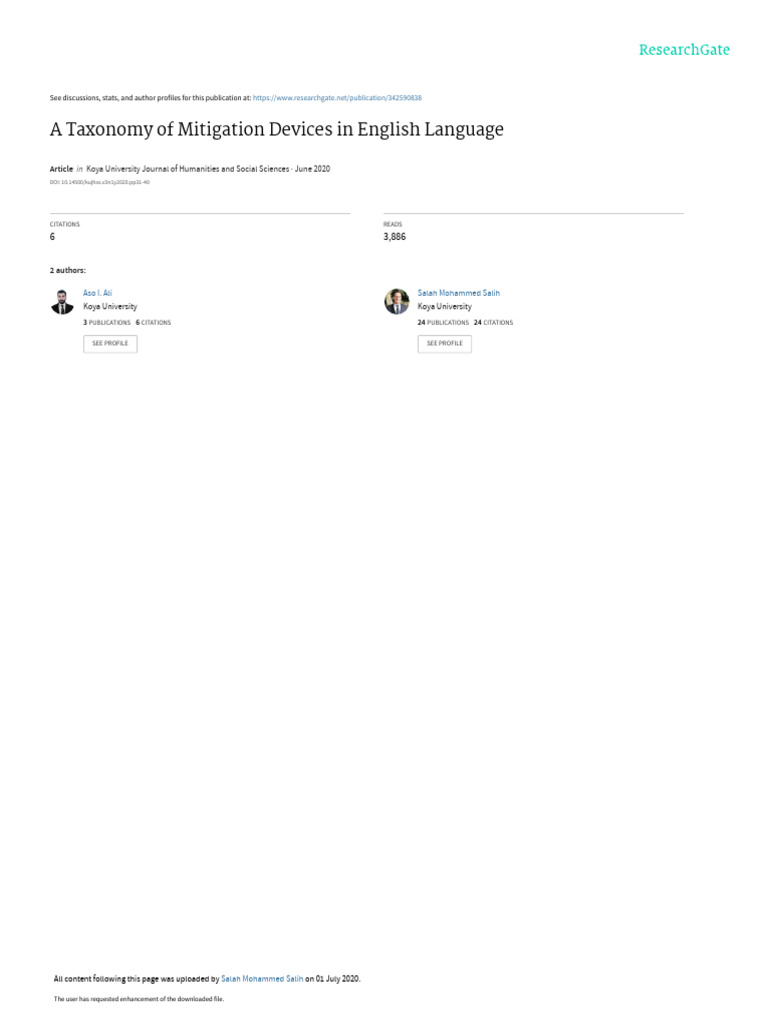 A Taxonomy of Mitigation Devices in English Language | PDF