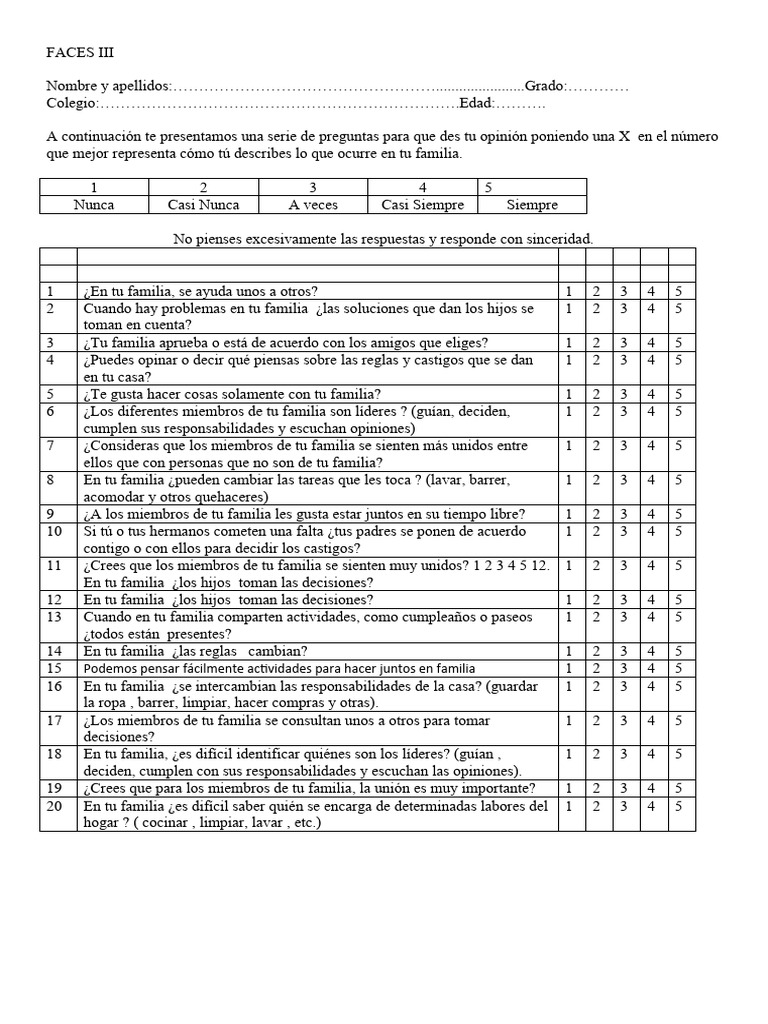 Faces III OLSON | PDF