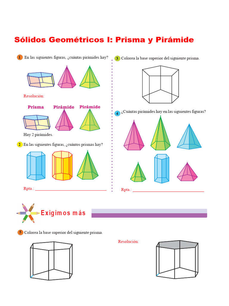 Tarea de Solidos Geometricos Prisma y Piramide Geom | PDF