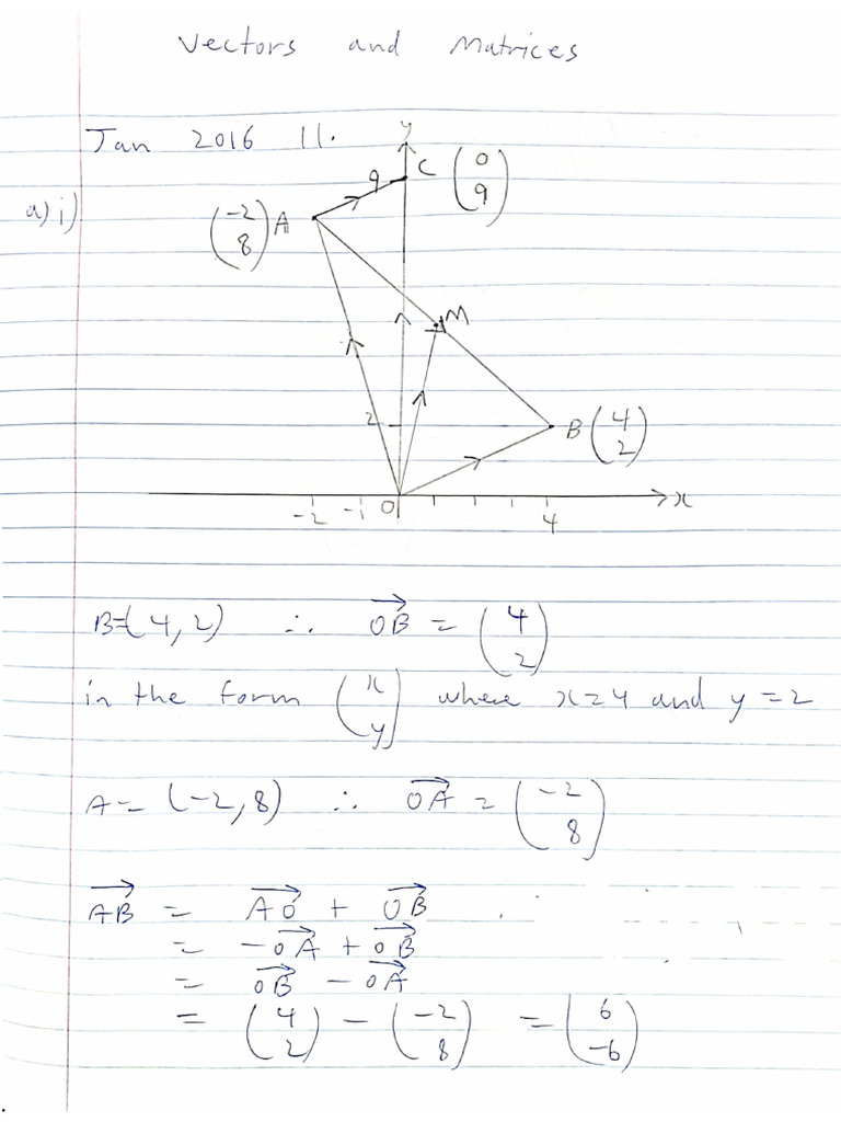 Vectors & Matrices Past Paper Solutions (Jan2016 - Jan2022) | PDF
