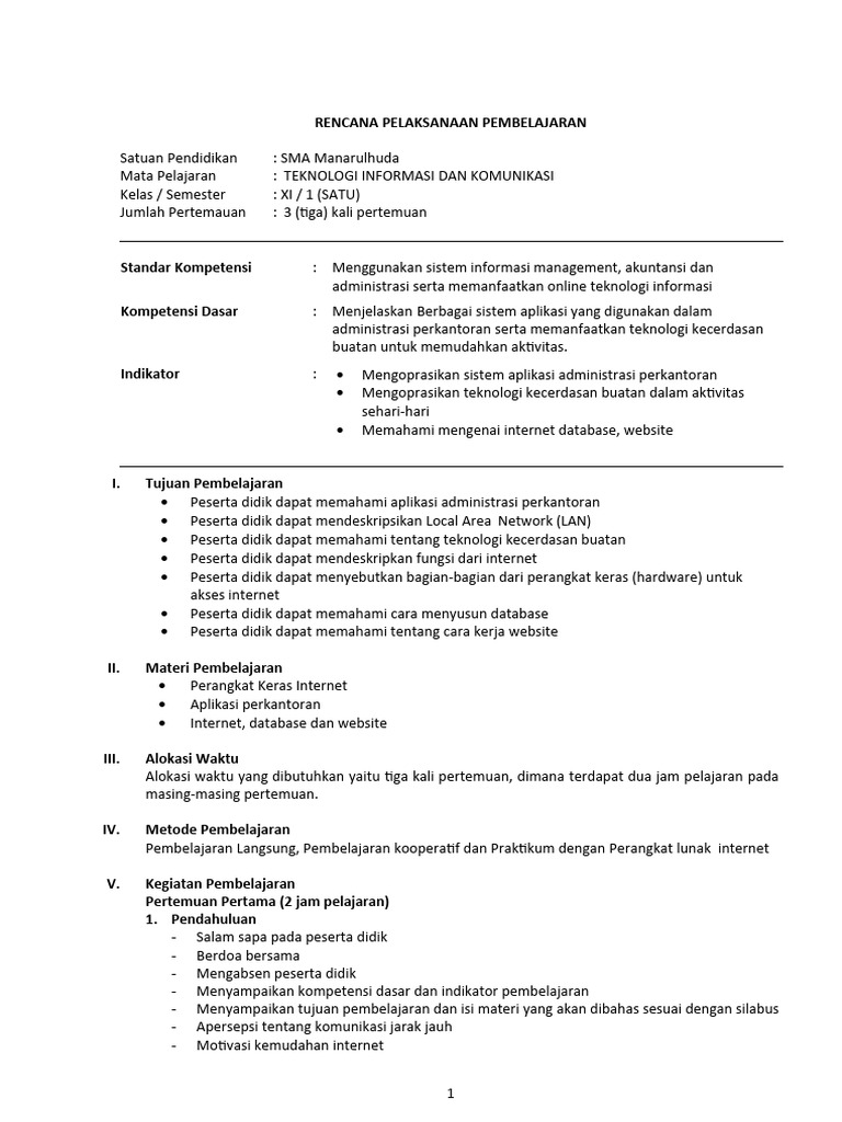 Contoh RPP Tik | PDF | Seni | Teknologi & Rekayasa