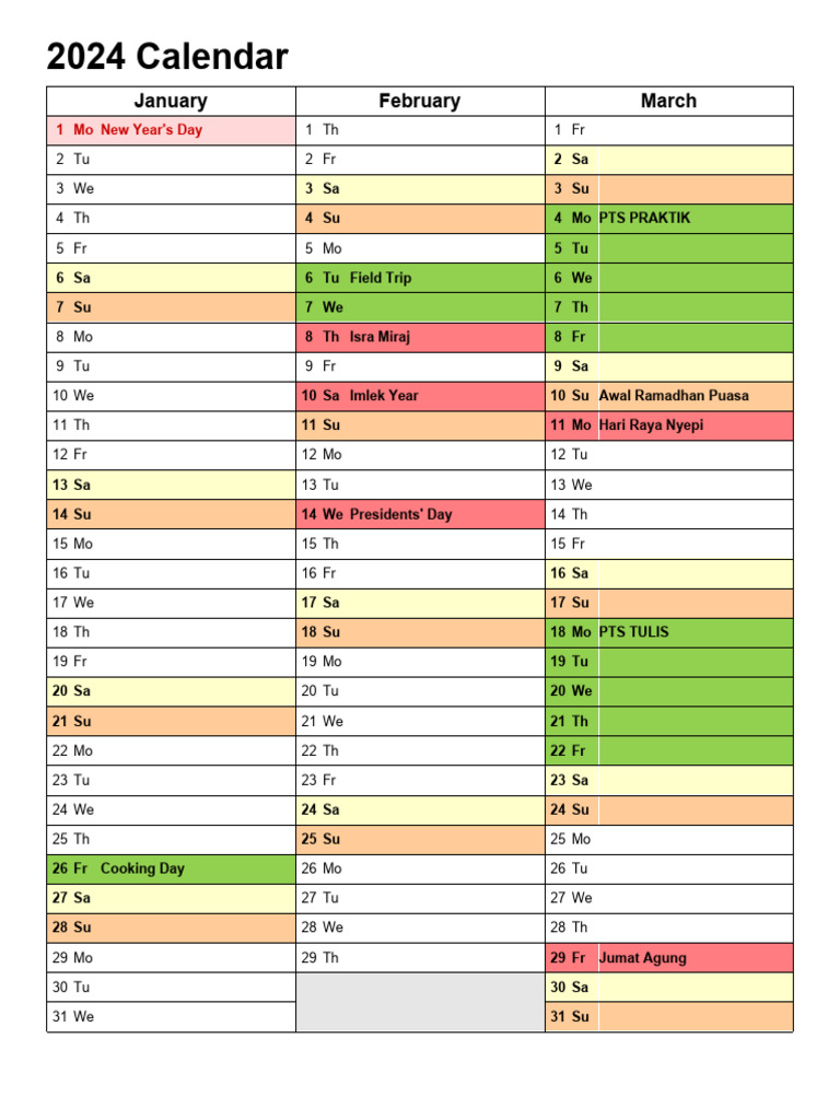 2024 Calendar Portrait 4 Pages | PDF